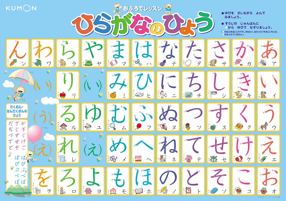 [KUMON] Waterproof Hiragana Chart Poster – Supplies For Sensei